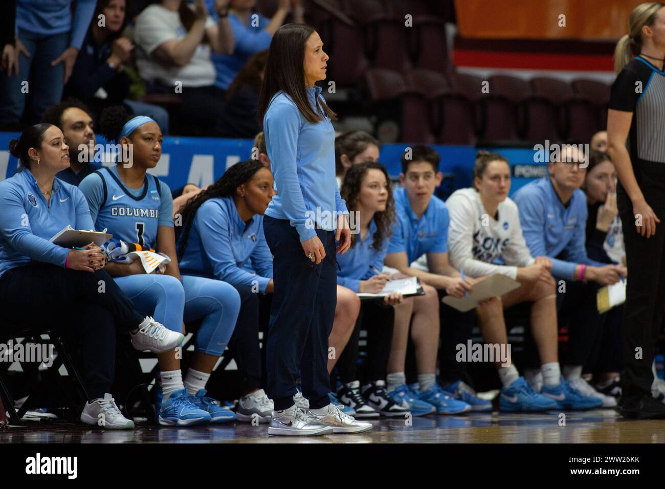 Blacksburg, VA, USA. 20th Mar, 2024. Columbia Lions head coach Megan ...