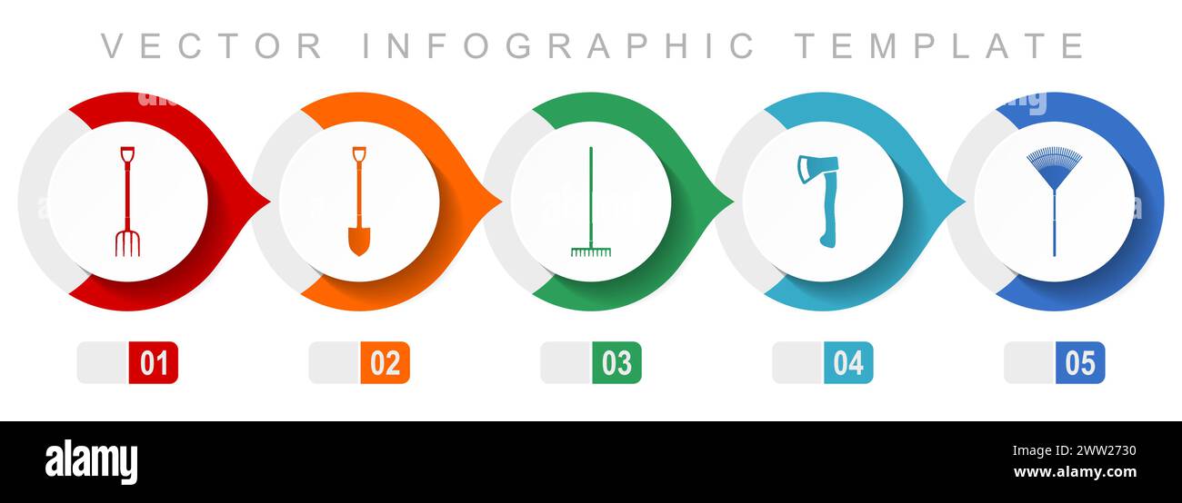Gardening tools flat design infographic template, miscellaneous symbols ...
