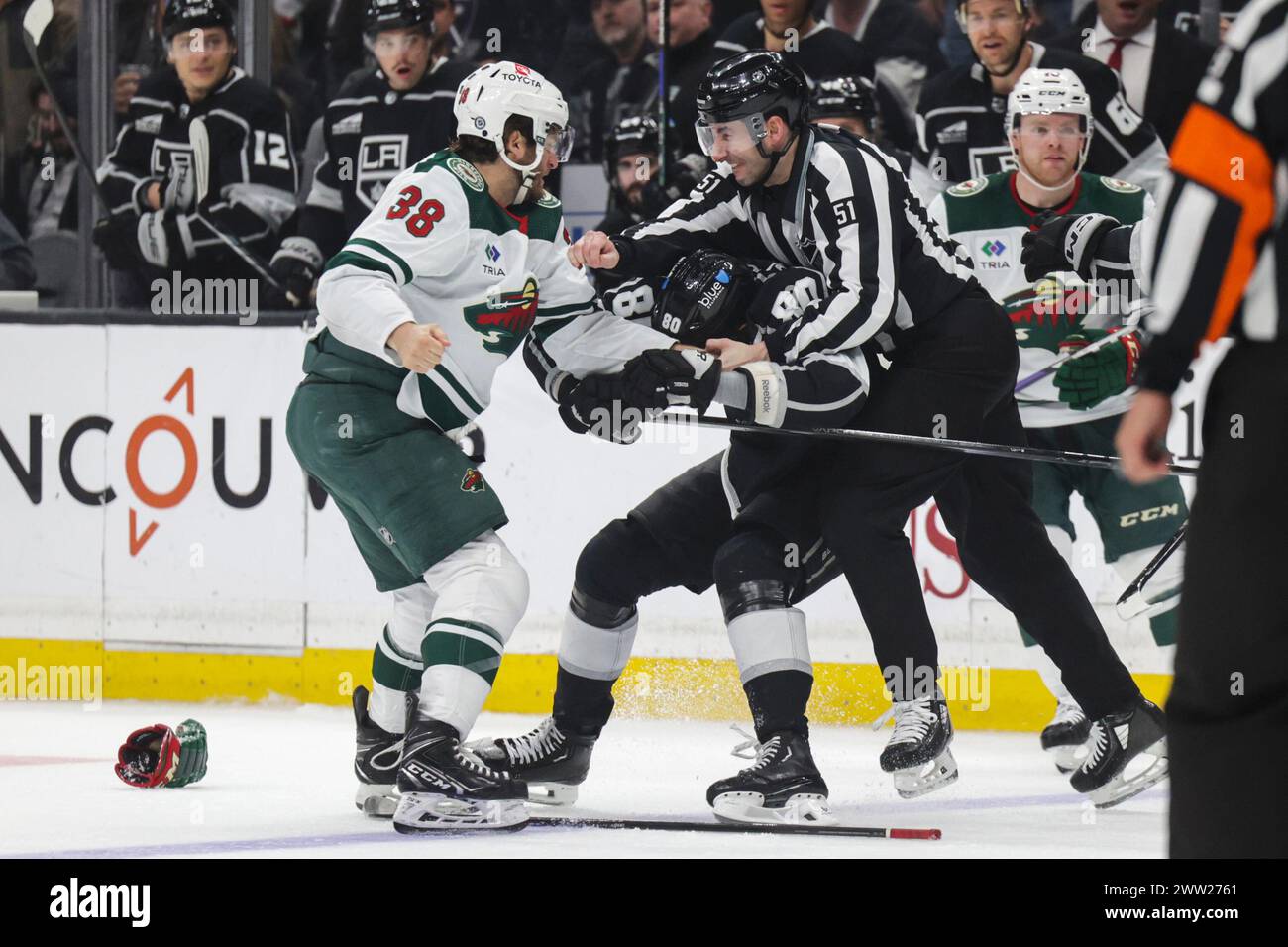 Minnesota Wild right wing Ryan Hartman (38) and Los Angeles Kings ...
