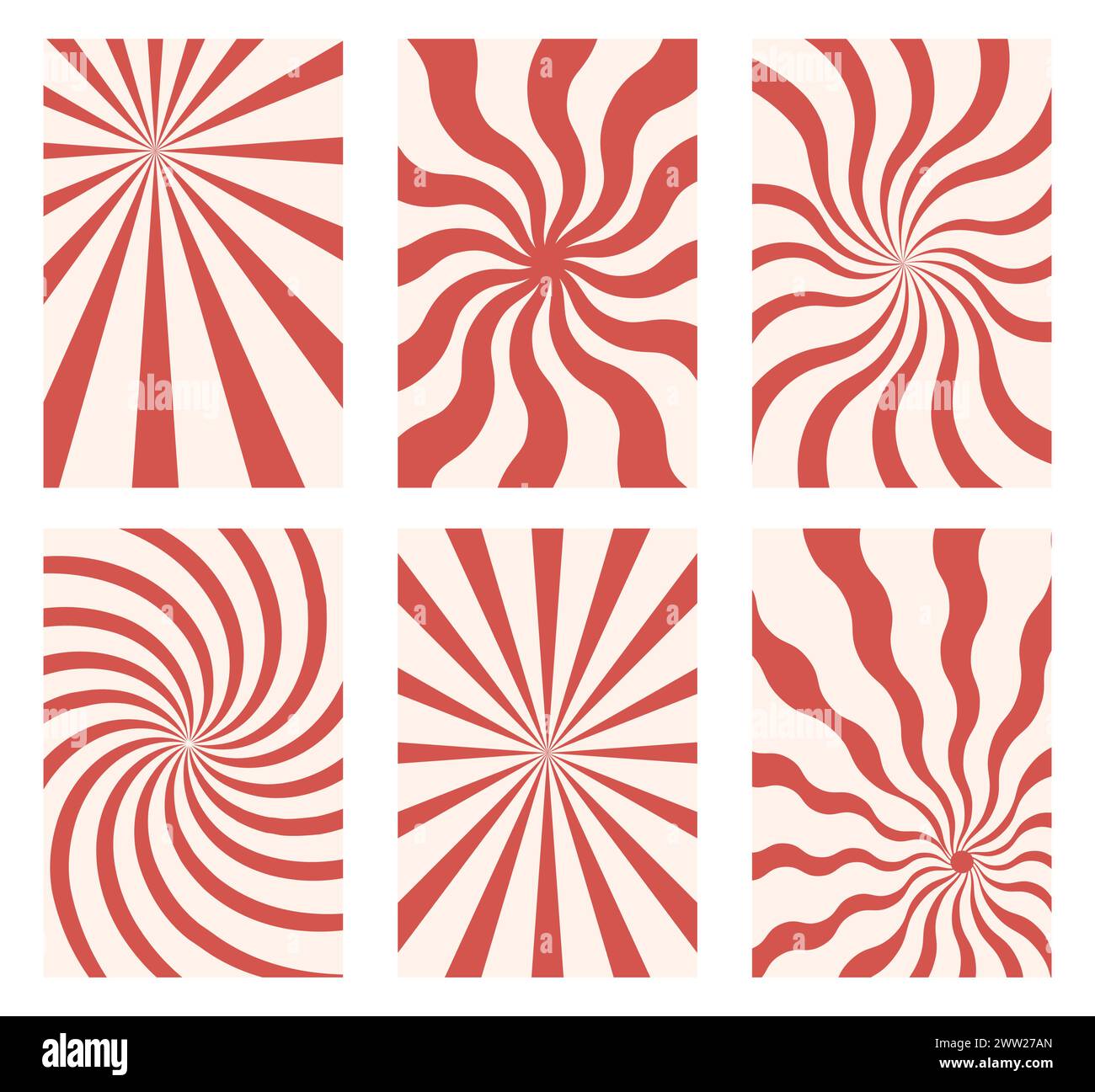 Old groovy backgrounds set. Hippie backdrops with curved stripes. Y2k aesthetic. Retro ...