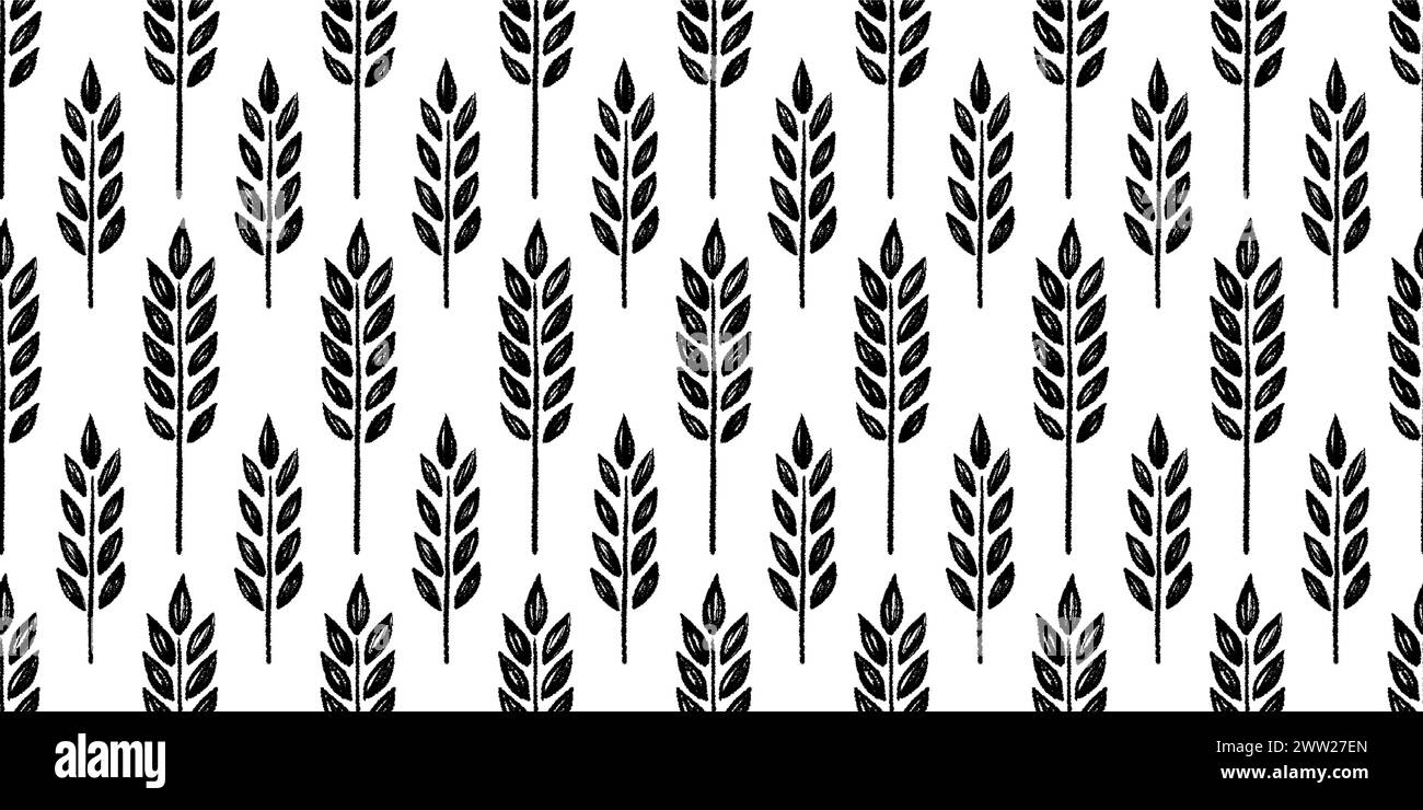 Wheat brush texture seamless pattern background. Hand drawn crayon ...