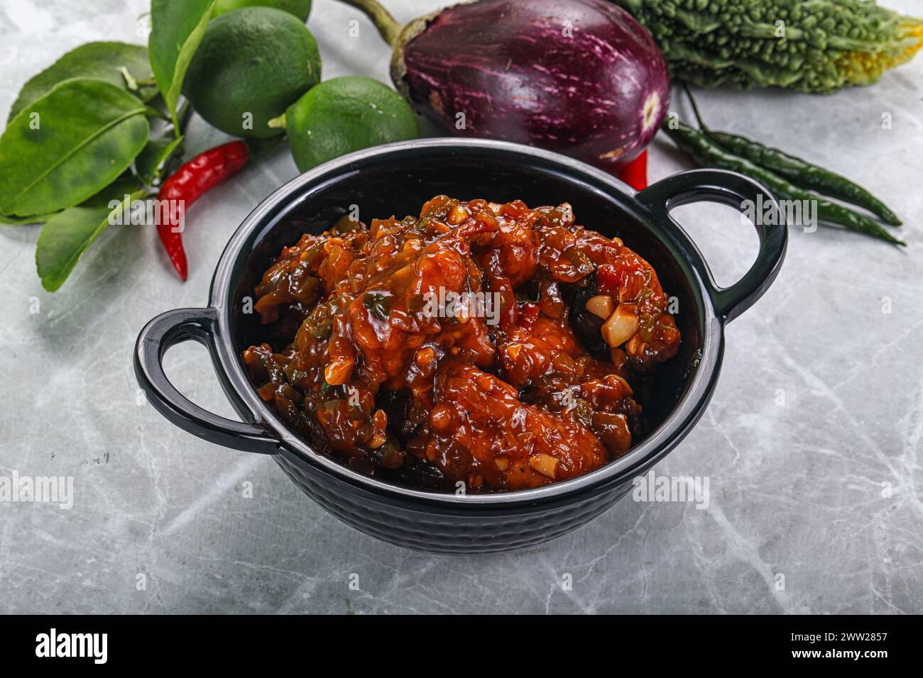 Chinese cuisine - Chicken manchurian gravy with spices Stock Photo - Alamy