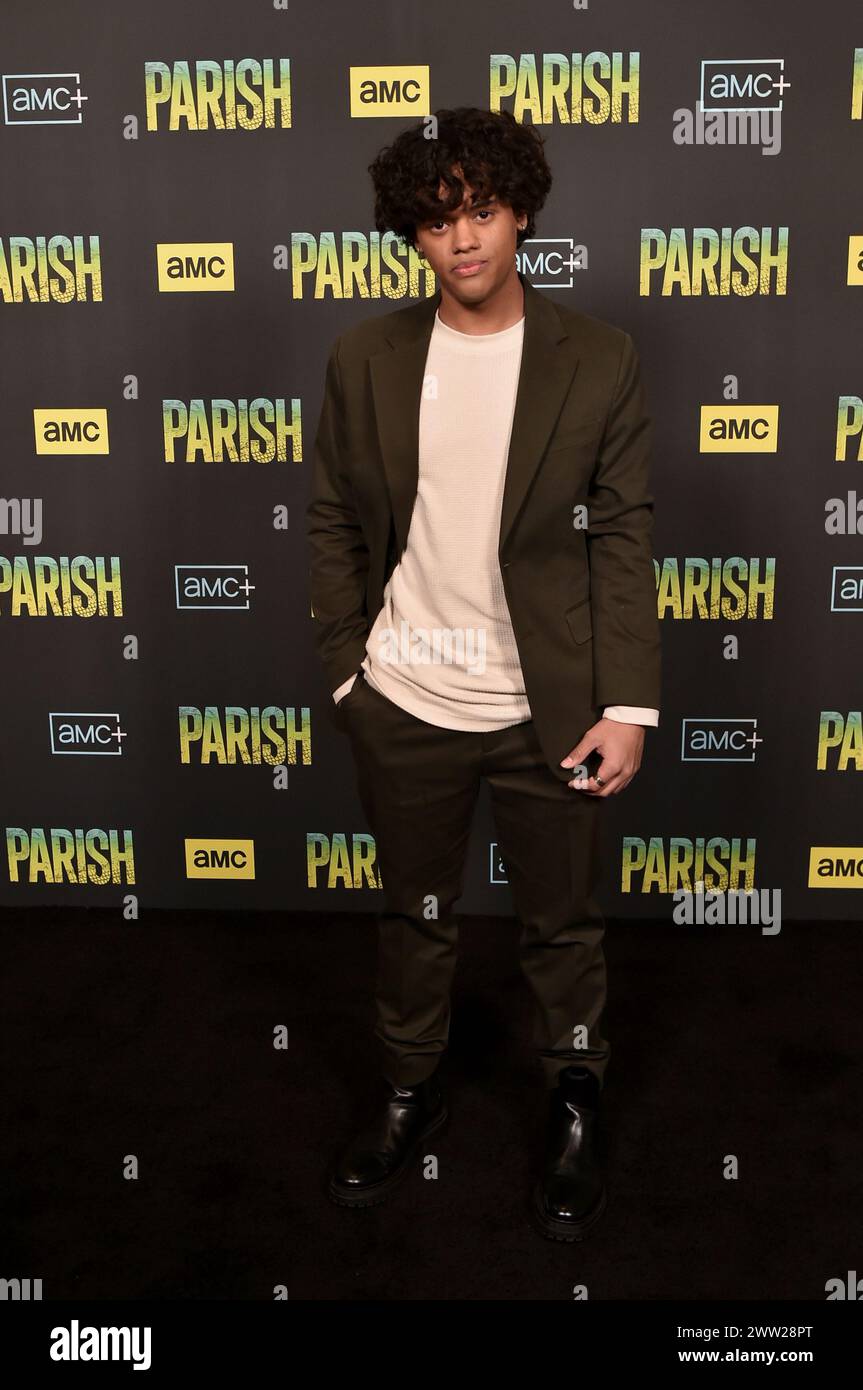 Caleb Baumann arrives at the premiere of "Parish" on Wednesday, March ...