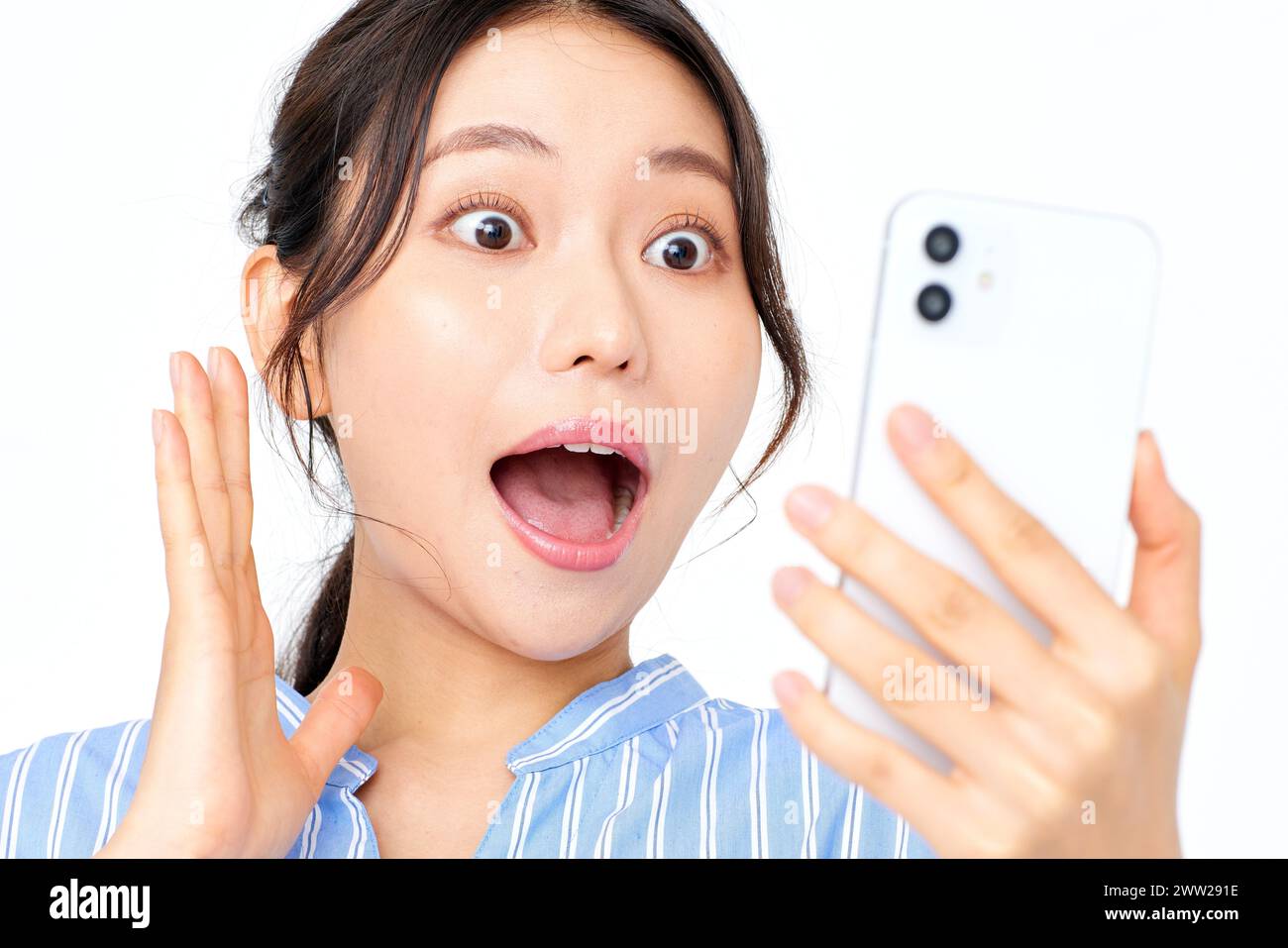 Woman close up phone shock hi-res stock photography and images - Alamy
