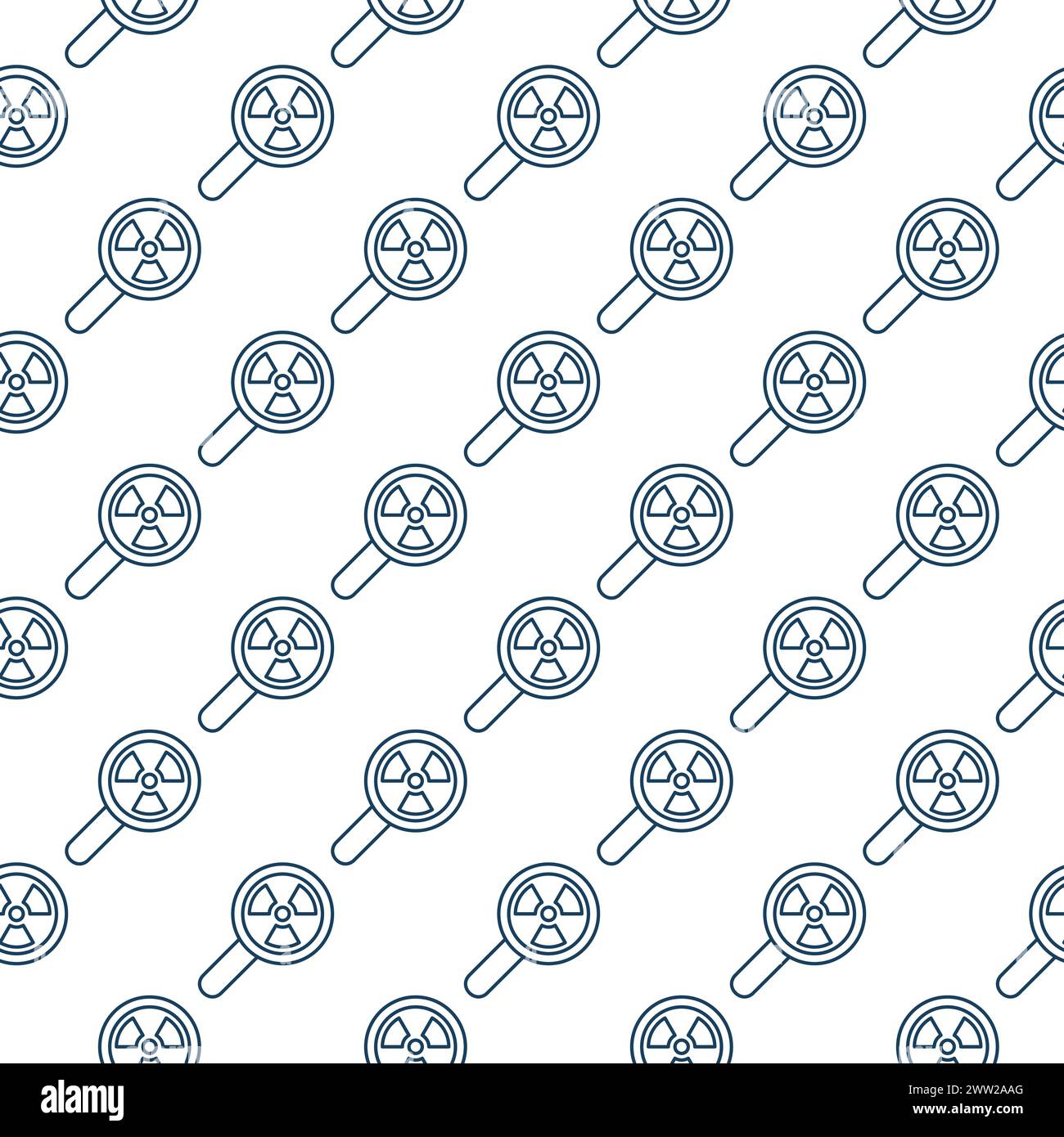 Magnifying Glass with Radiation sign vector concept seamless pattern in thin line style Stock ...