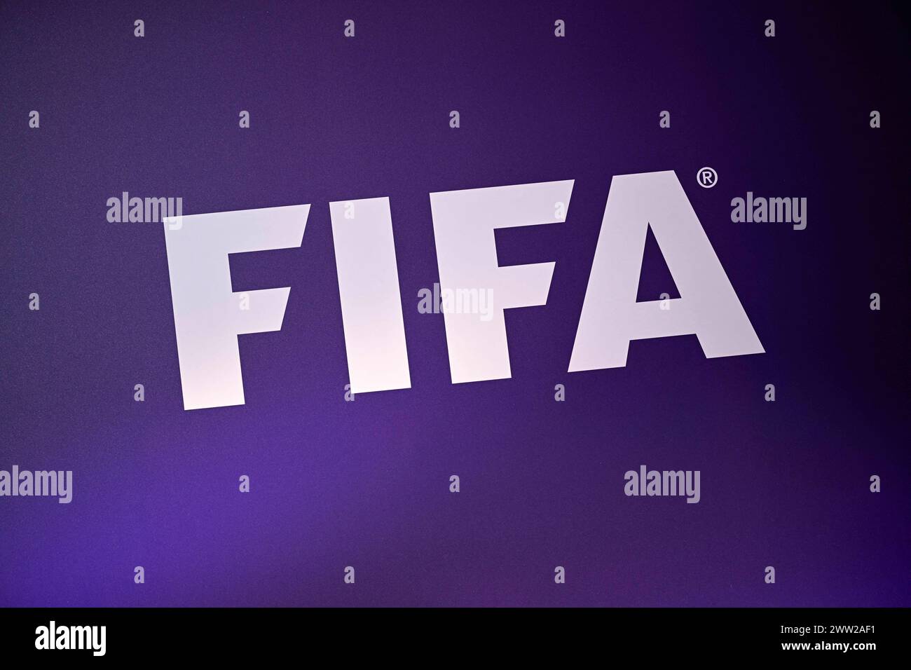 Illustration with the official logo of FIFA (International Federation ...