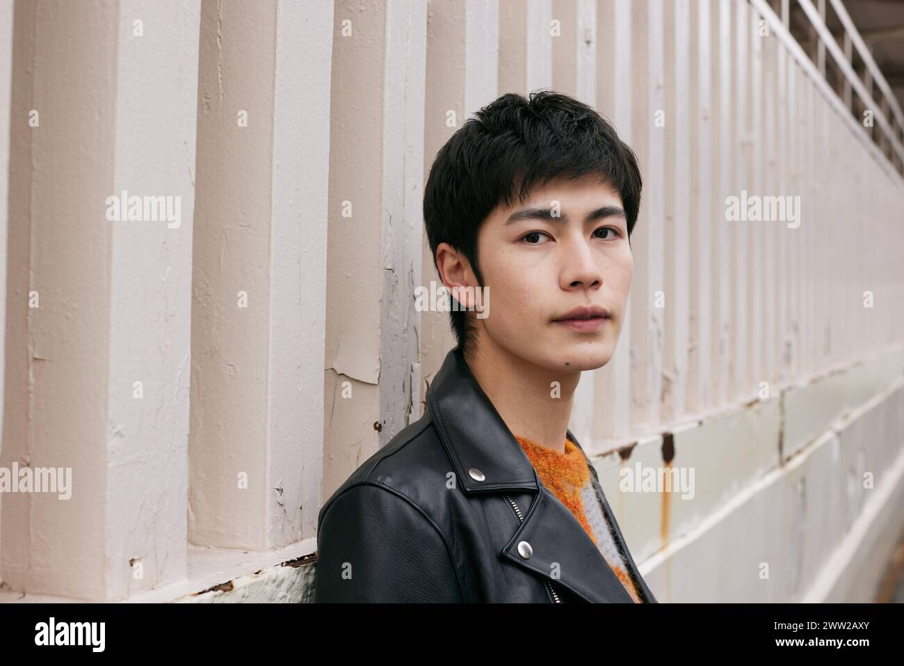 Man leaning against fence hi-res stock photography and images - Alamy