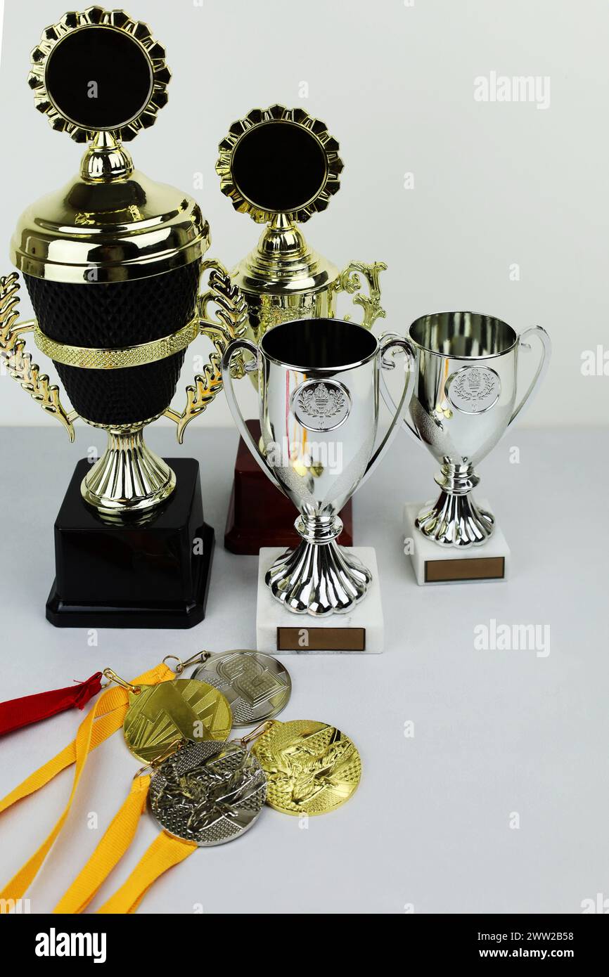 Team group winners celebration medals trophy hi-res stock photography ...