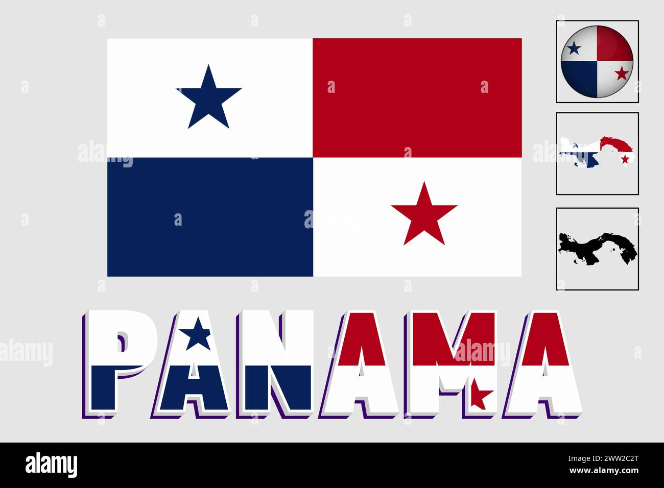 Vector flag panama in Stock Vector Images - Alamy
