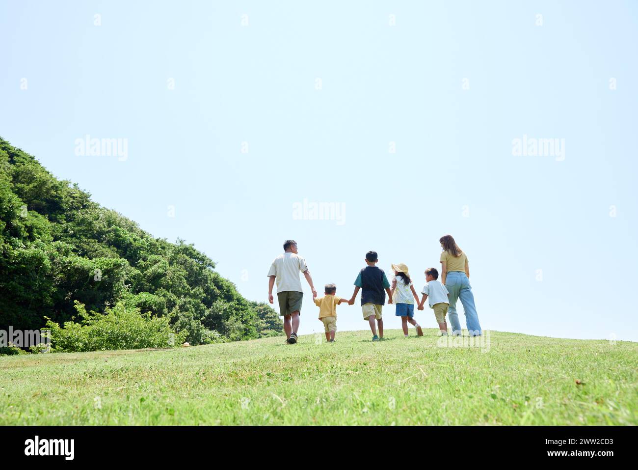 Back view of family walking together in the park Stock Photo - Alamy