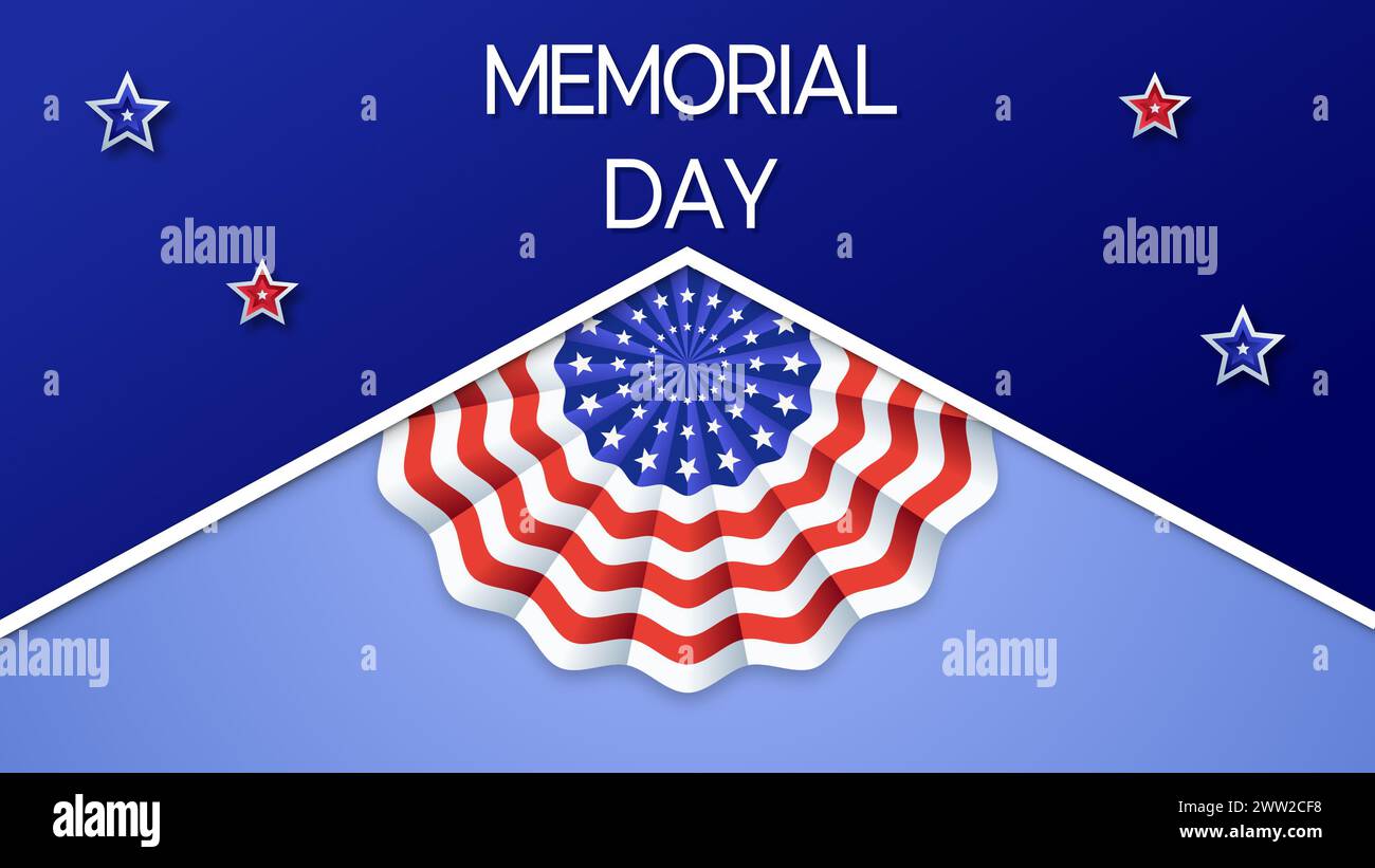 Memorial Day Celebration Banner with American Flag and Stars Stock ...