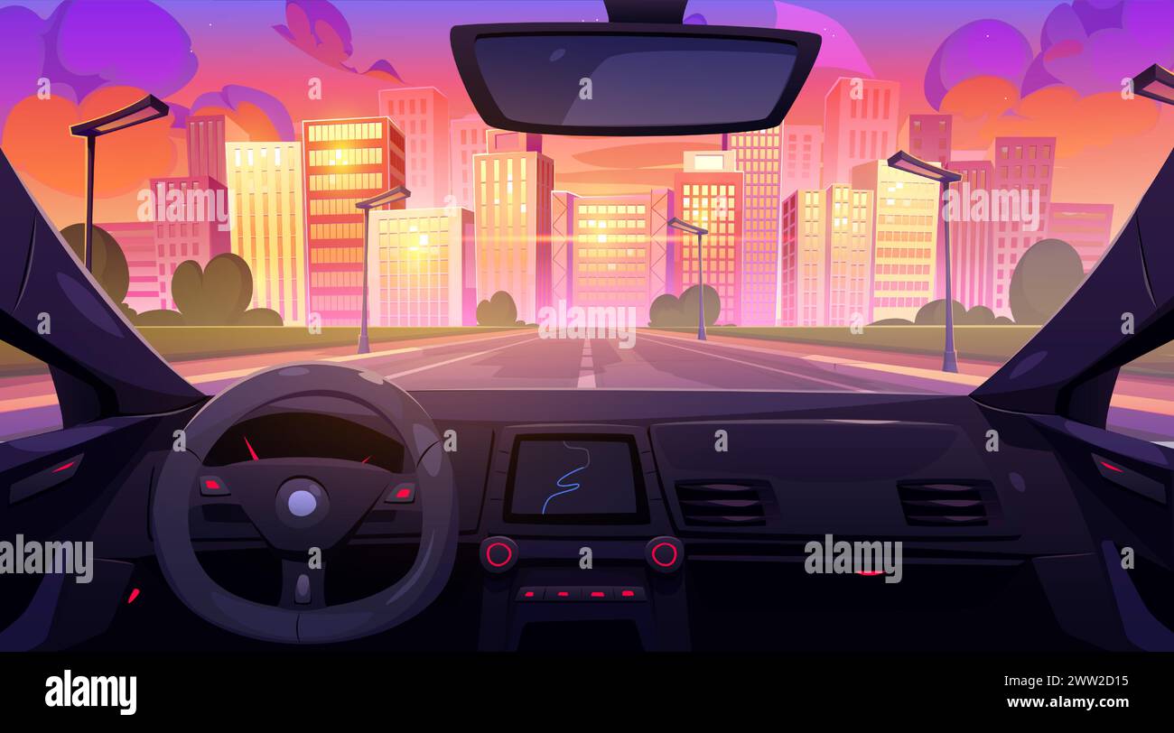 Futuristic electric vehicle dashboard interior Stock Vector Images - Alamy