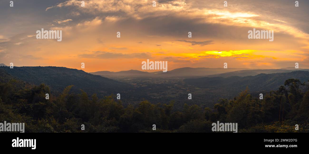 Mountain view with sunset background Stock Photo - Alamy