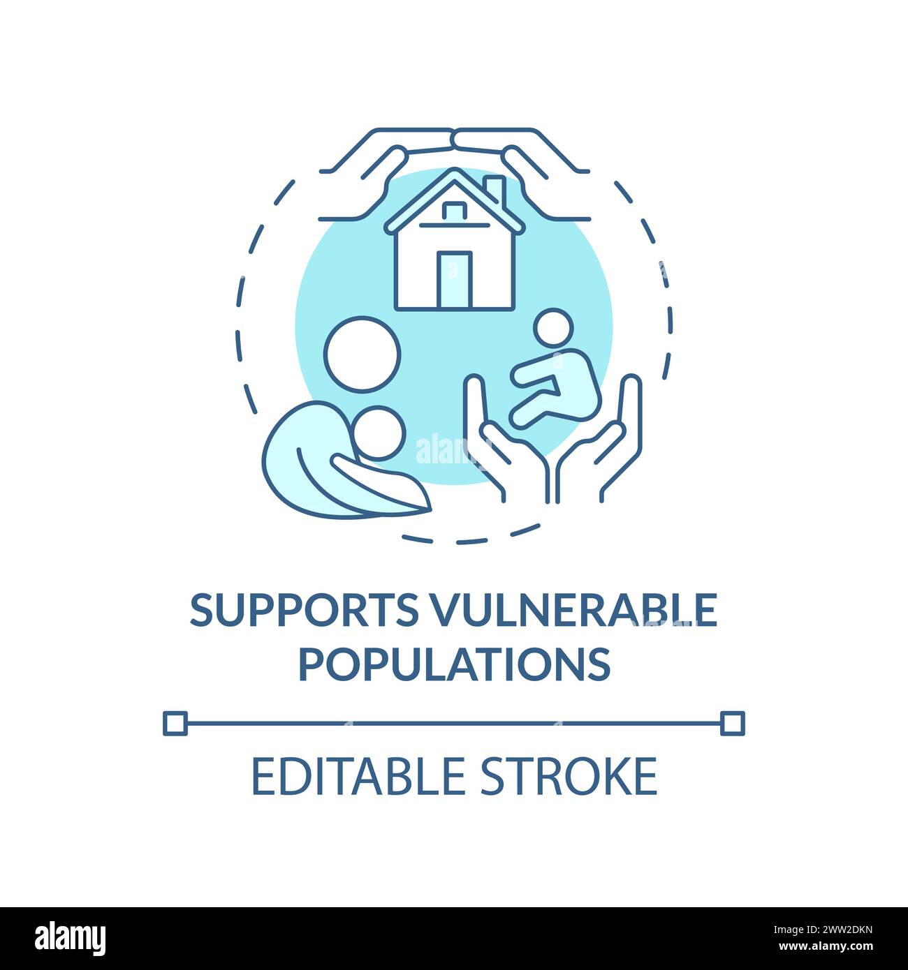 Support Vulnerable Populations Soft Blue Concept Icon Stock Vector