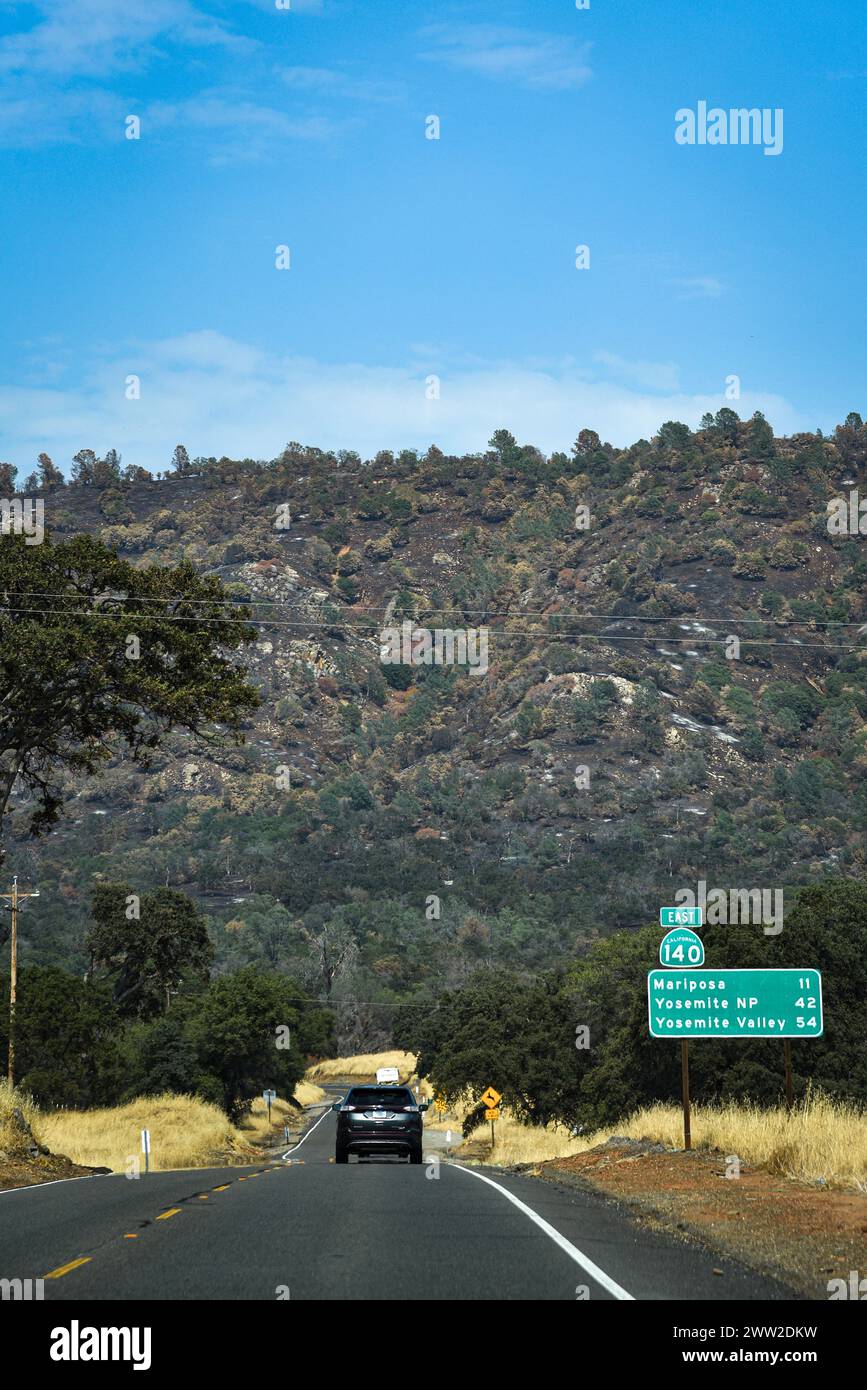 Driving the California State Route 140 en route to Mariposa and ...