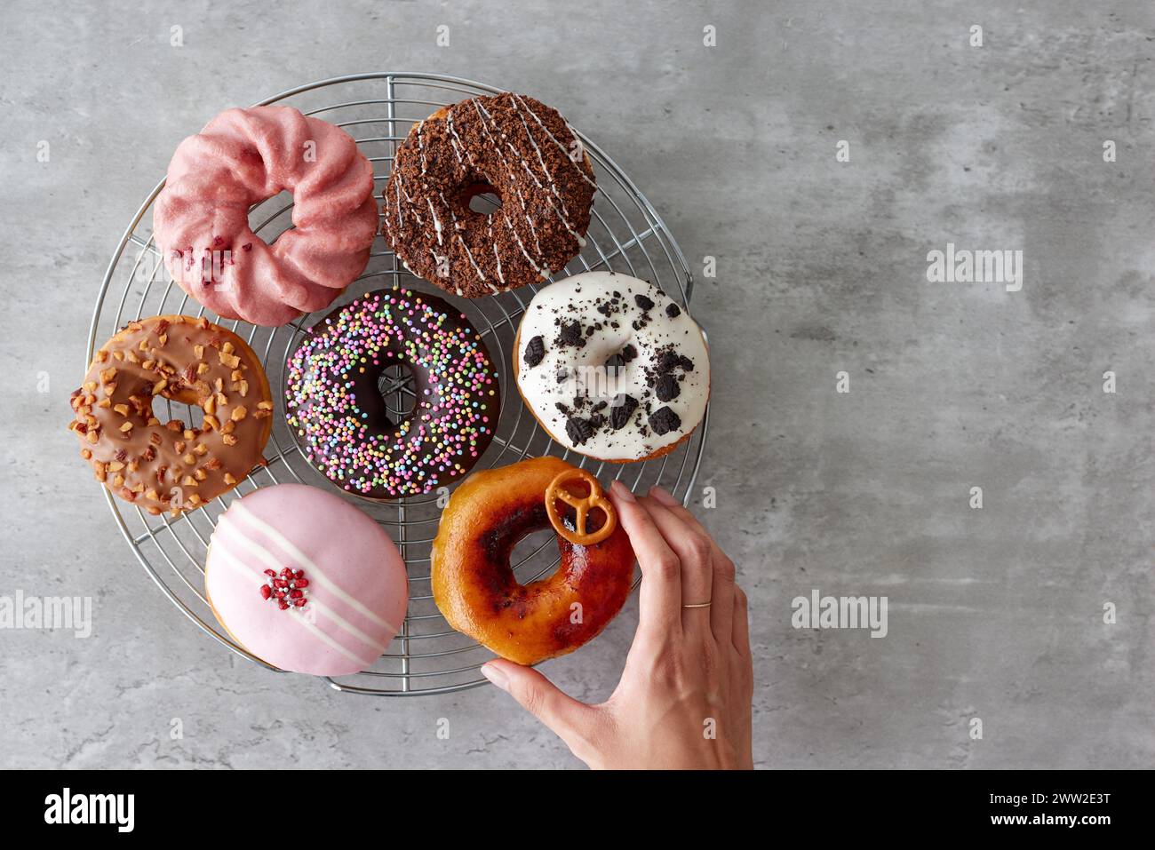 A group of donuts with different toppings Stock Photo - Alamy