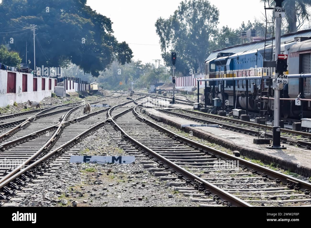 View of train Railway Tracks from the middle during daytime at ...