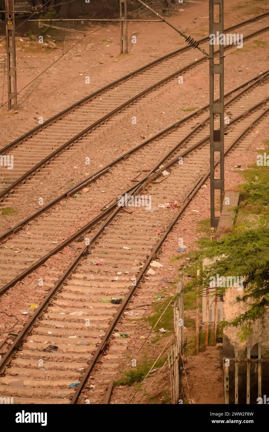 View of train Railway Tracks from the middle during daytime at ...