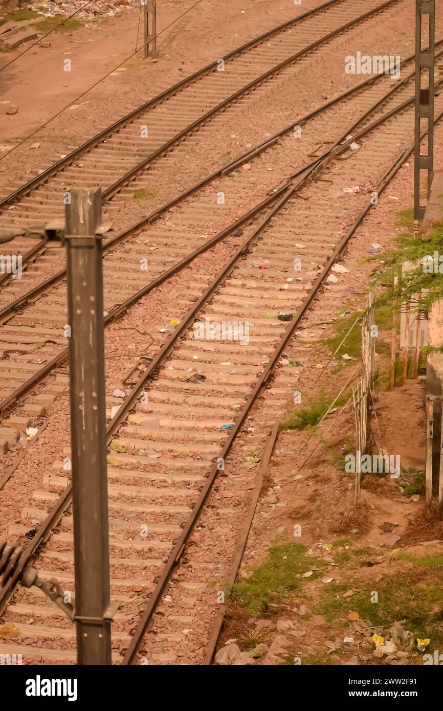 View of train Railway Tracks from the middle during daytime at ...
