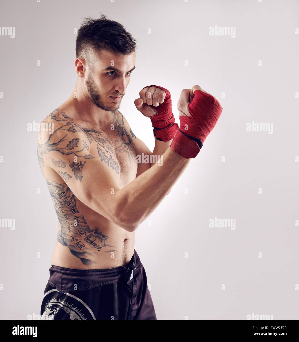 Fist, MMA and male fighter for martial arts pose, boxing and angry on ...