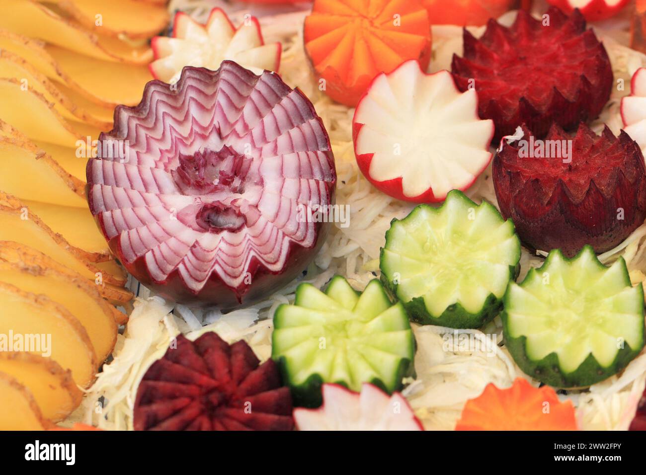 vegetable decoration from cucumber, carrot and others Stock Photo - Alamy