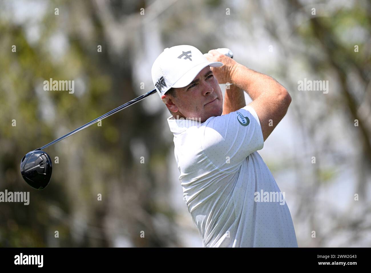 Luke List watches his tee shot on the third hole during the second ...