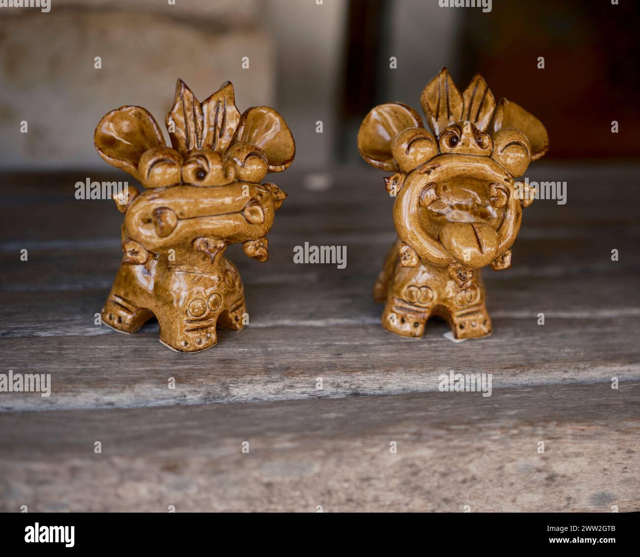 Shisha lion ceramic sculptures at a shop in Naha, Okinawa pottery ...
