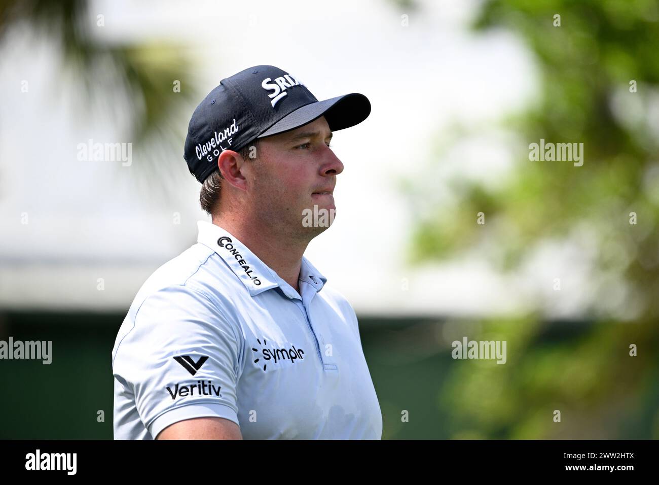Sepp Straka, of Austria, walks on the second hole after hitting his tee ...