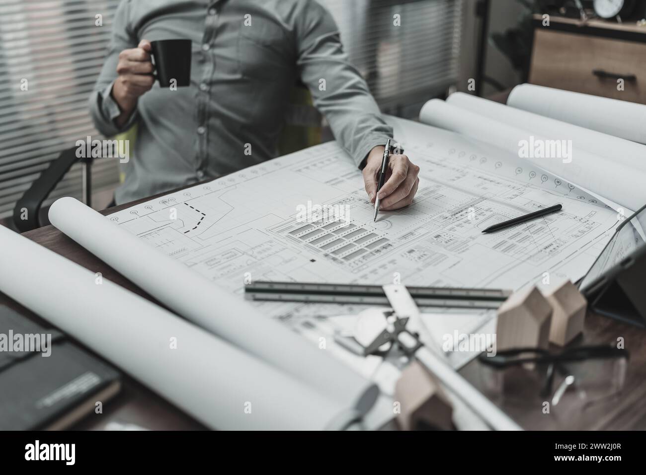 Engineering working with drawings inspection and Calculator, triangle ...