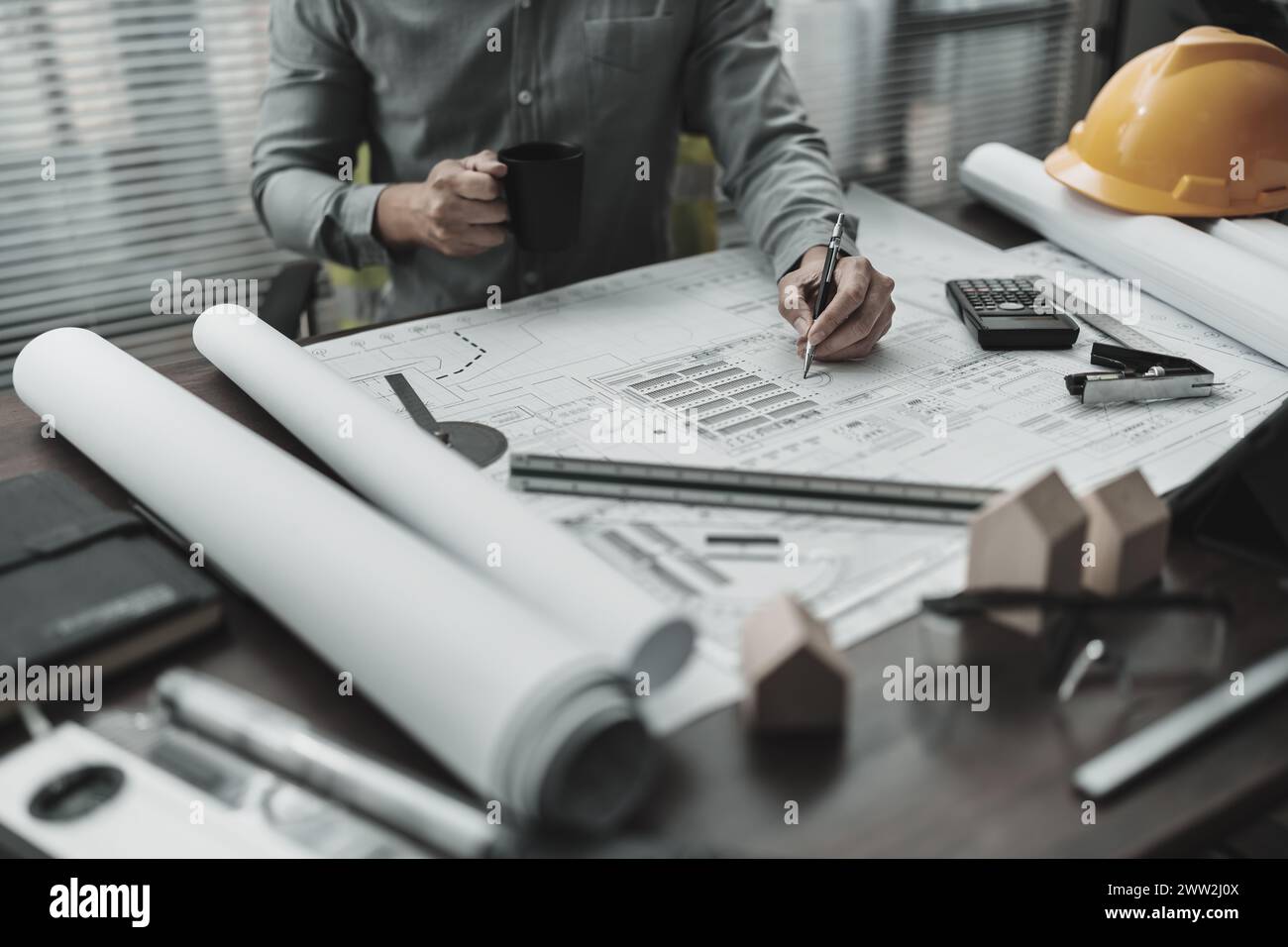 Engineering working with drawings inspection and Calculator, triangle ...