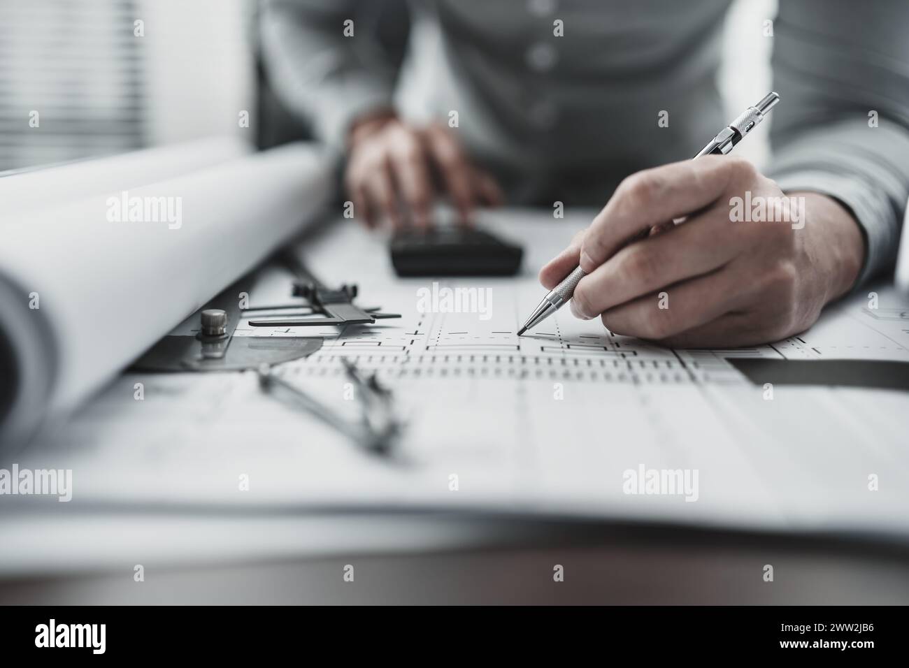 Engineering working with drawings inspection and Calculator, triangle ...