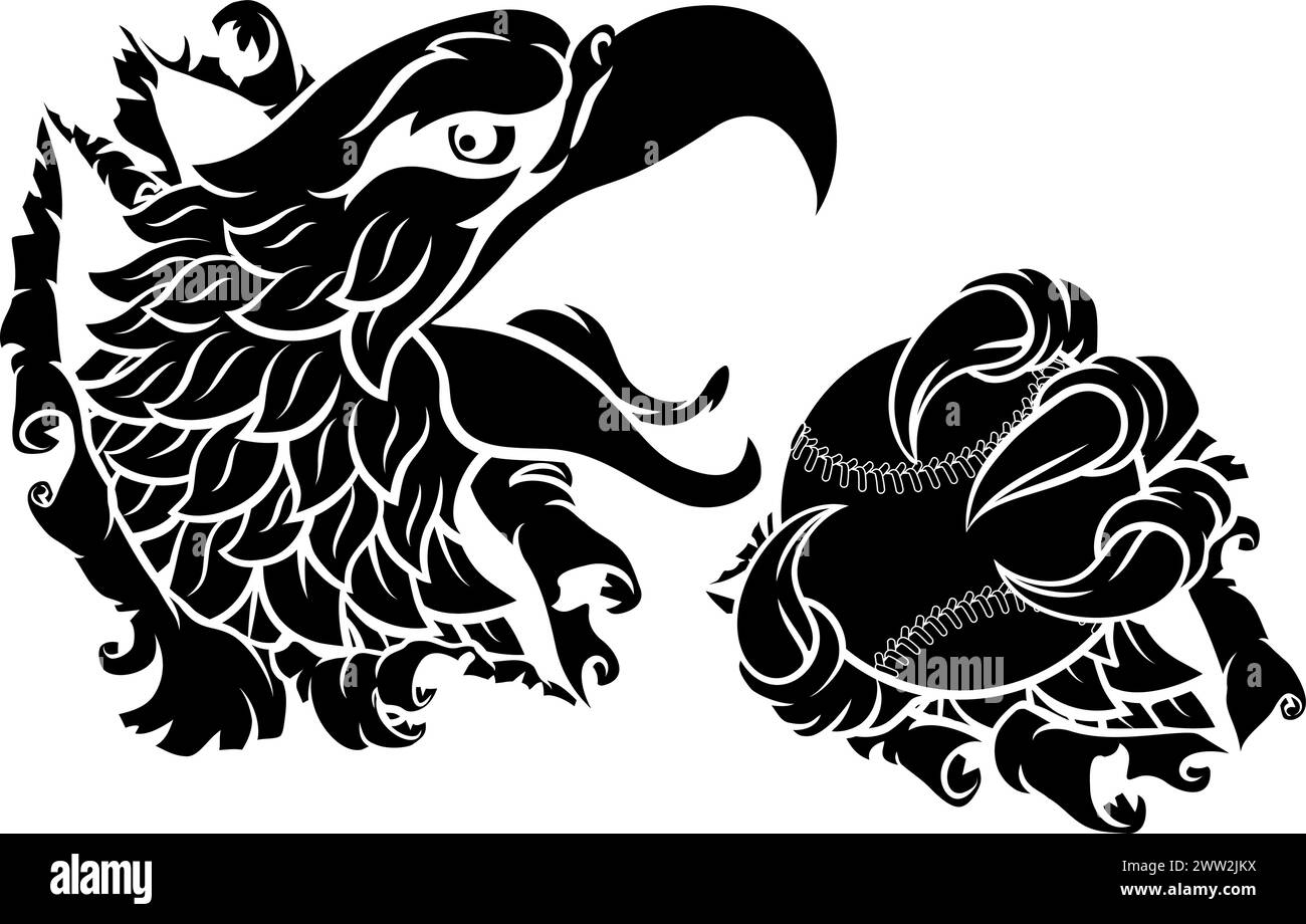 Bald Eagle Hawk Ripping Claw Baseball Ball Mascot Stock Vector Image ...