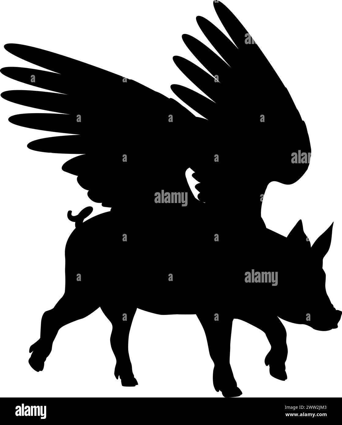 Flying Pig Wings Silhouette Saying Pigs Might Fly Stock Vector Image ...