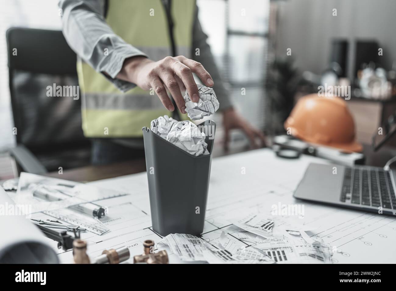 The architect made a mistake in designing the plan and throw away ...