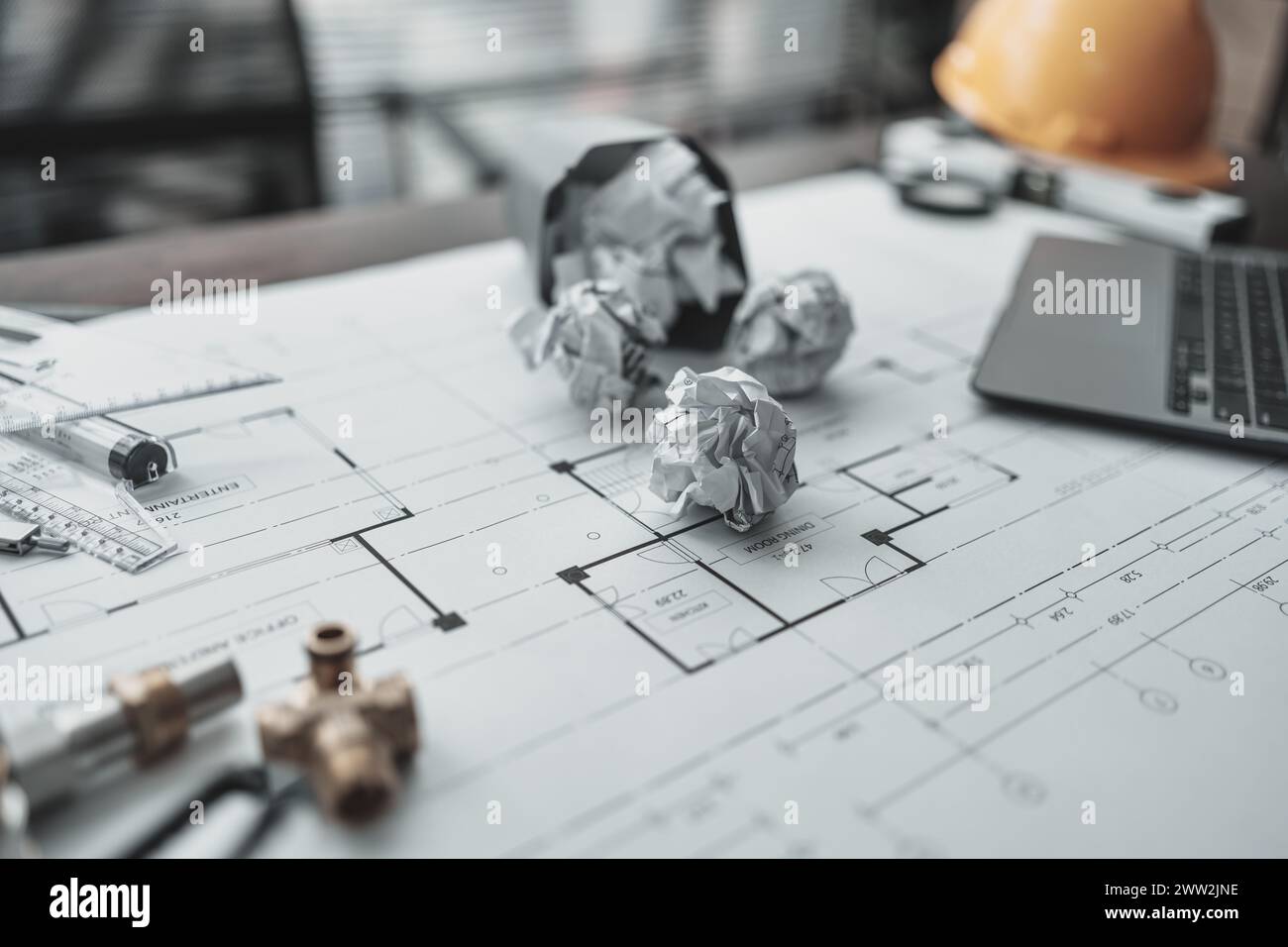 The architect made a mistake in designing the plan. Paper crump on ...