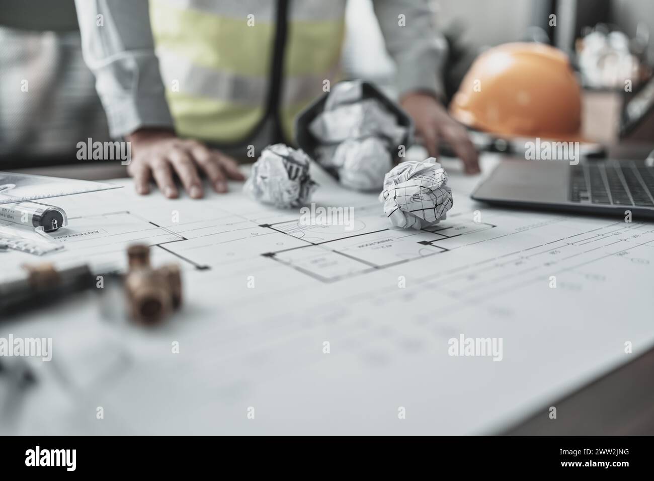 The architect made a mistake in designing the plan. Paper crump on ...