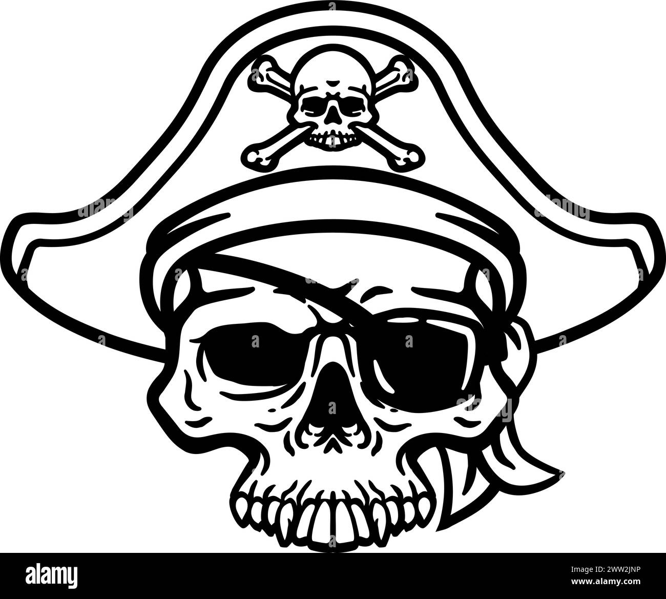 Pirate Hat Skull and Crossbones Cartoon Stock Vector Image & Art - Alamy