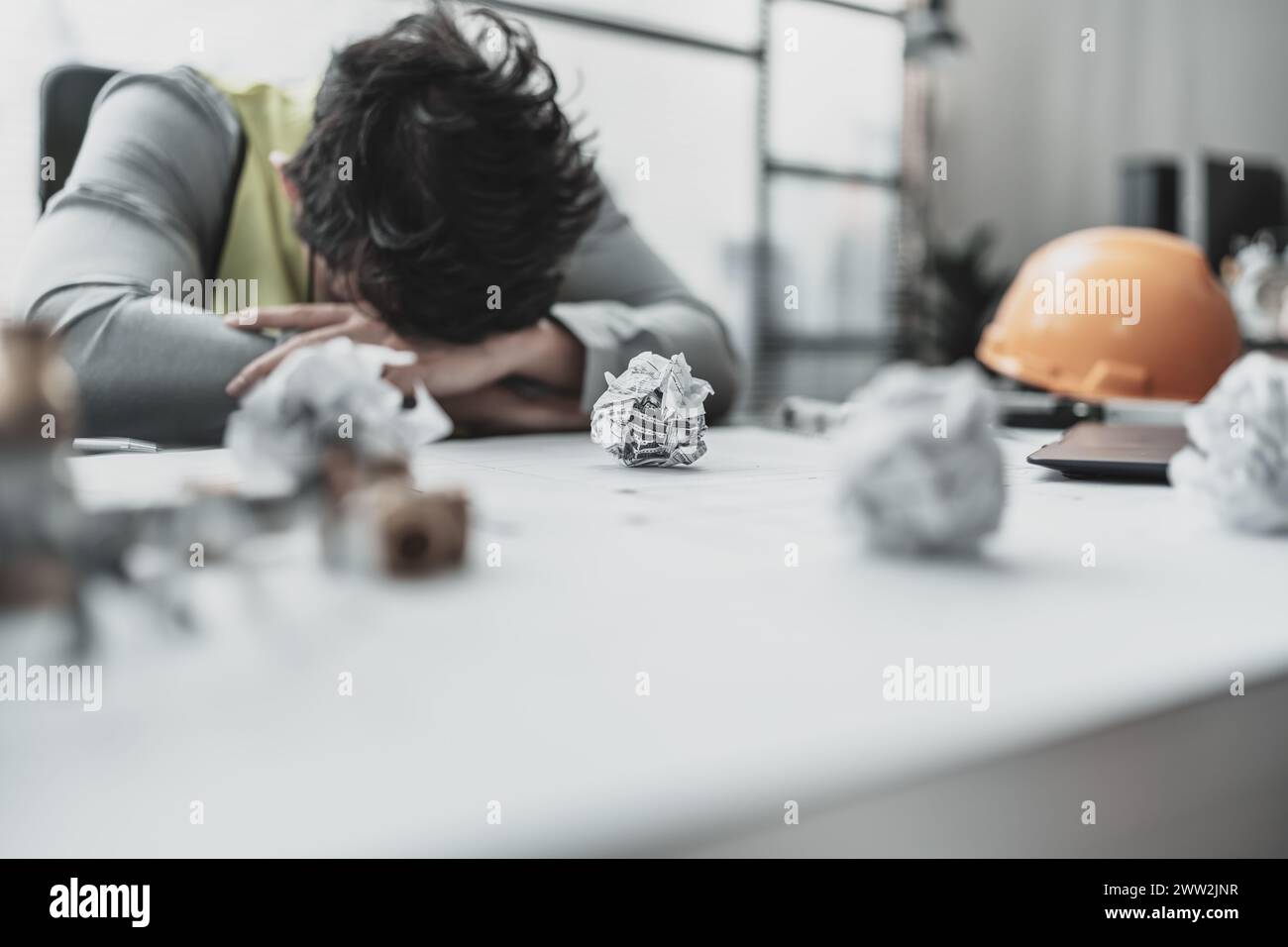 The architect made a mistake in designing the plan. Paper crump on ...