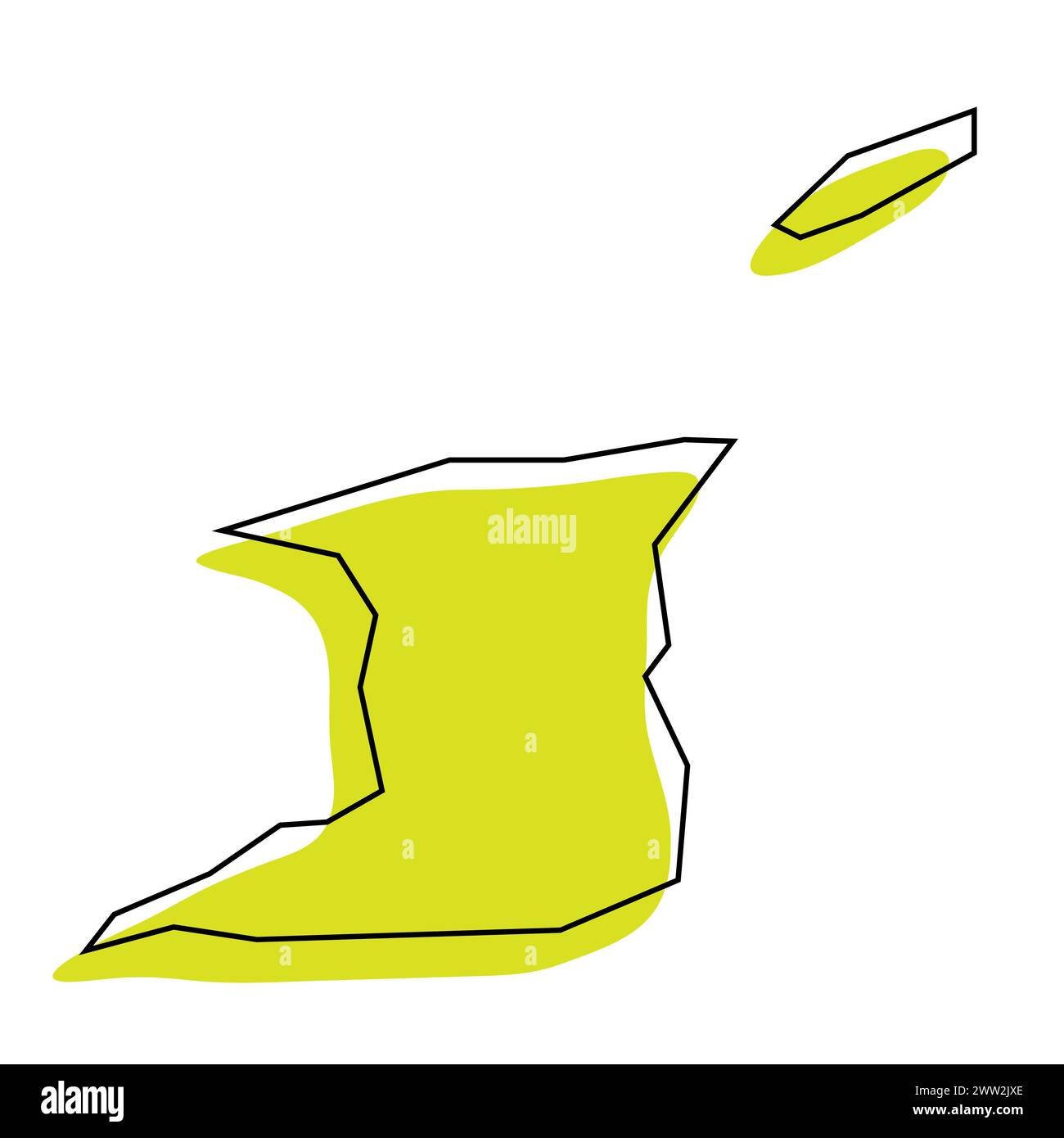 undefinedTrinidad and Tobago country simplified map. Green silhouette ...