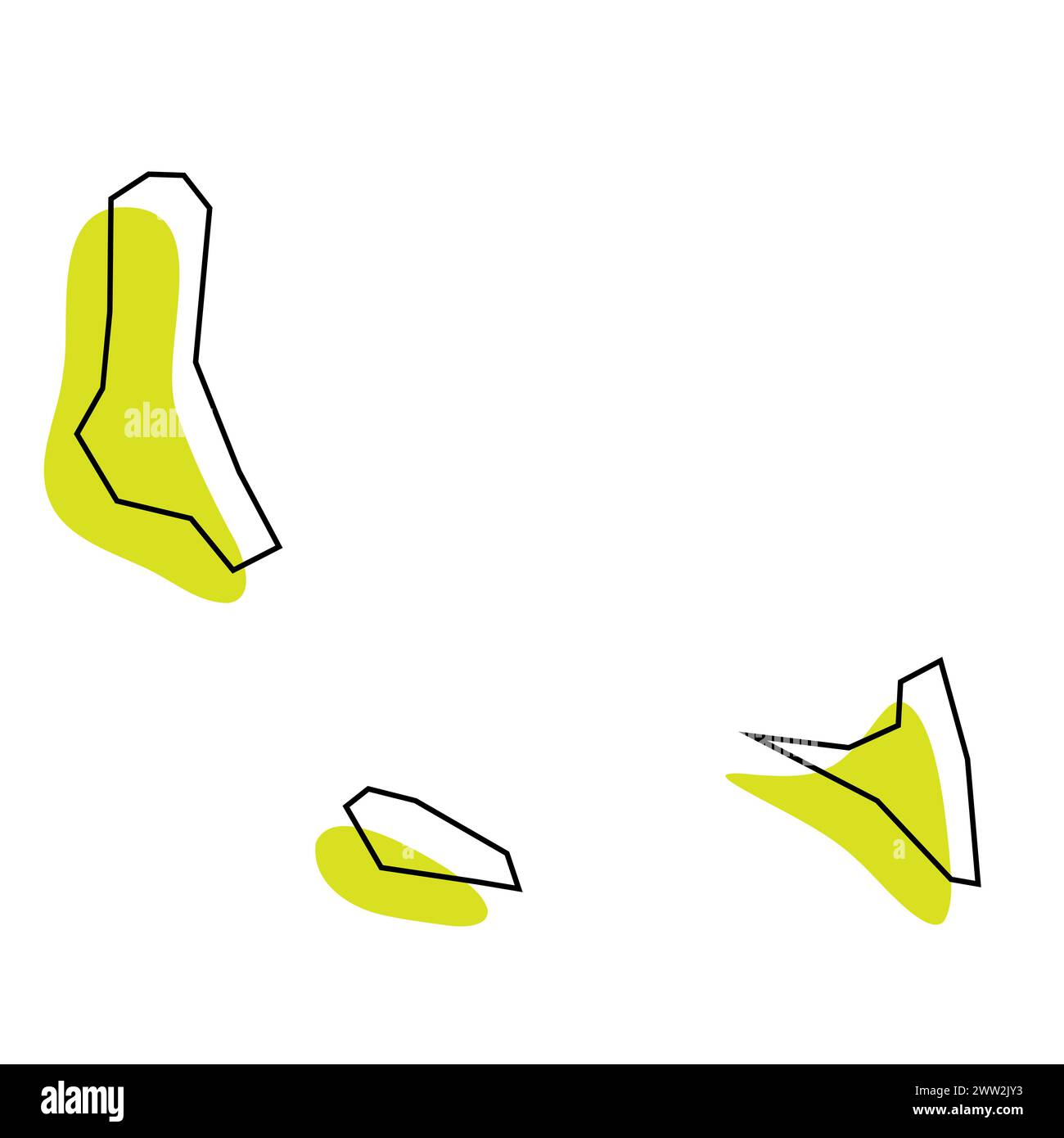 Comoros country simplified map. Green silhouette with thin black ...