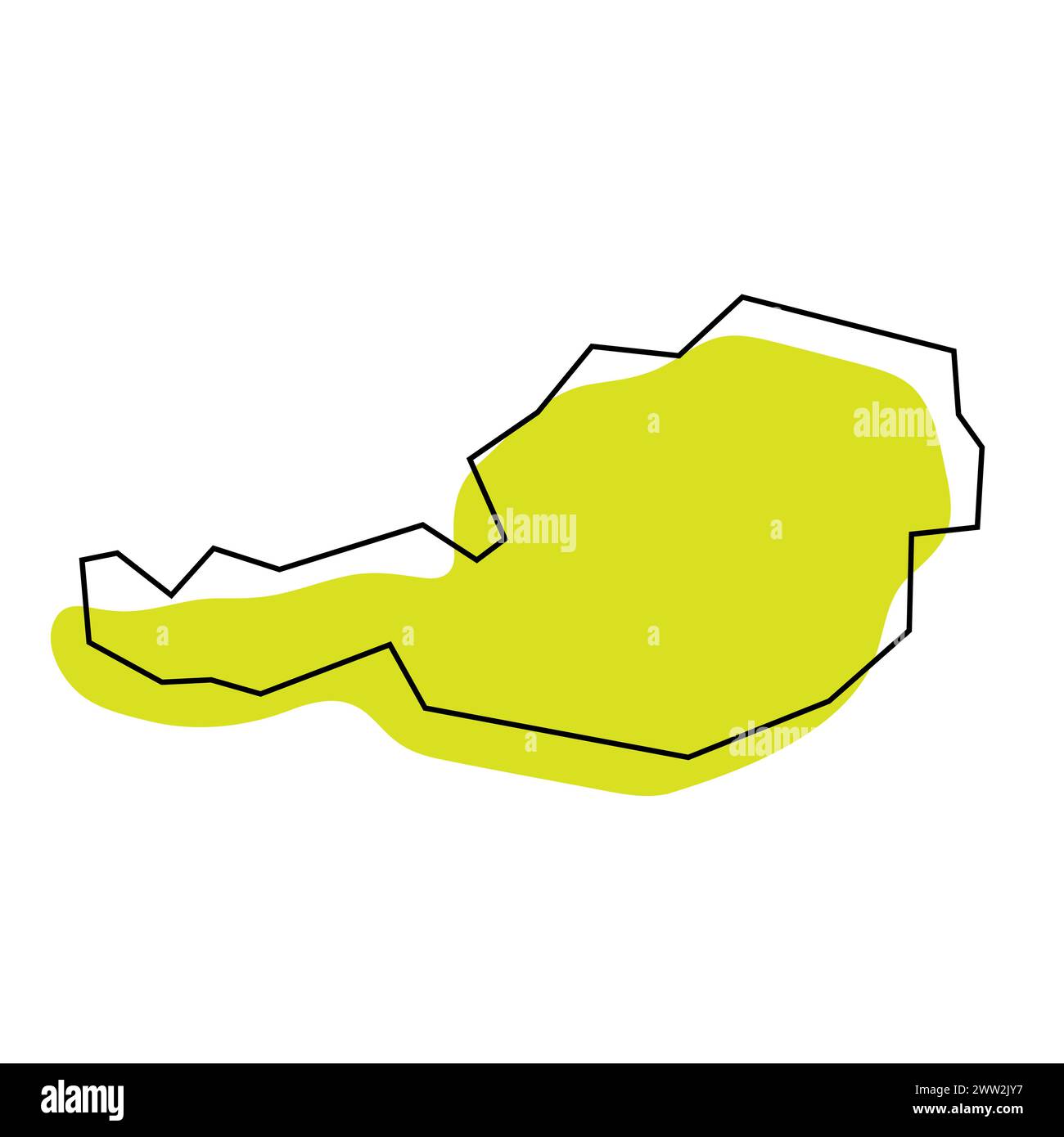 Austria Country Simplified Map Green Silhouette With Thin Black
