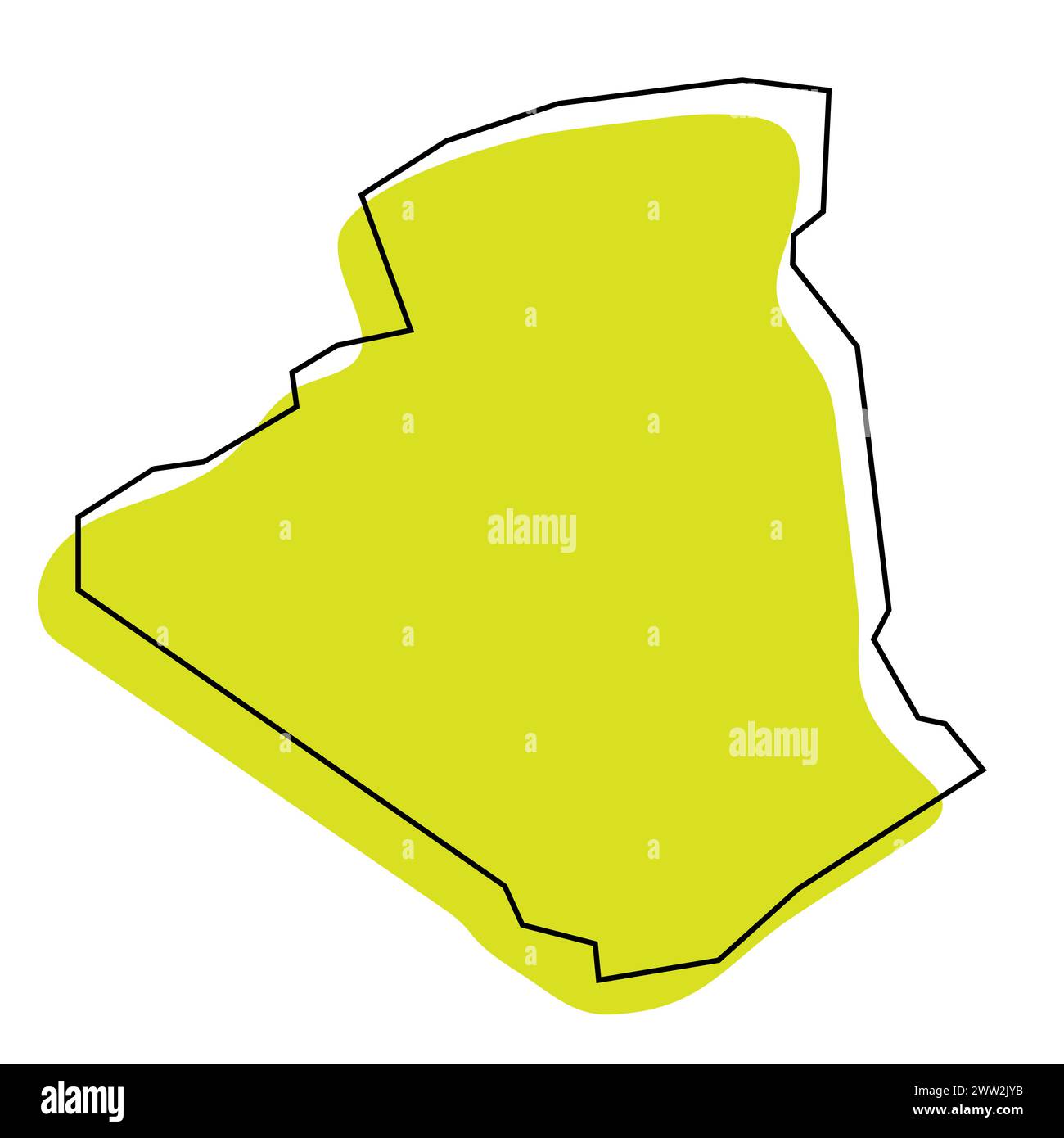 Algeria country simplified map. Green silhouette with thin black ...