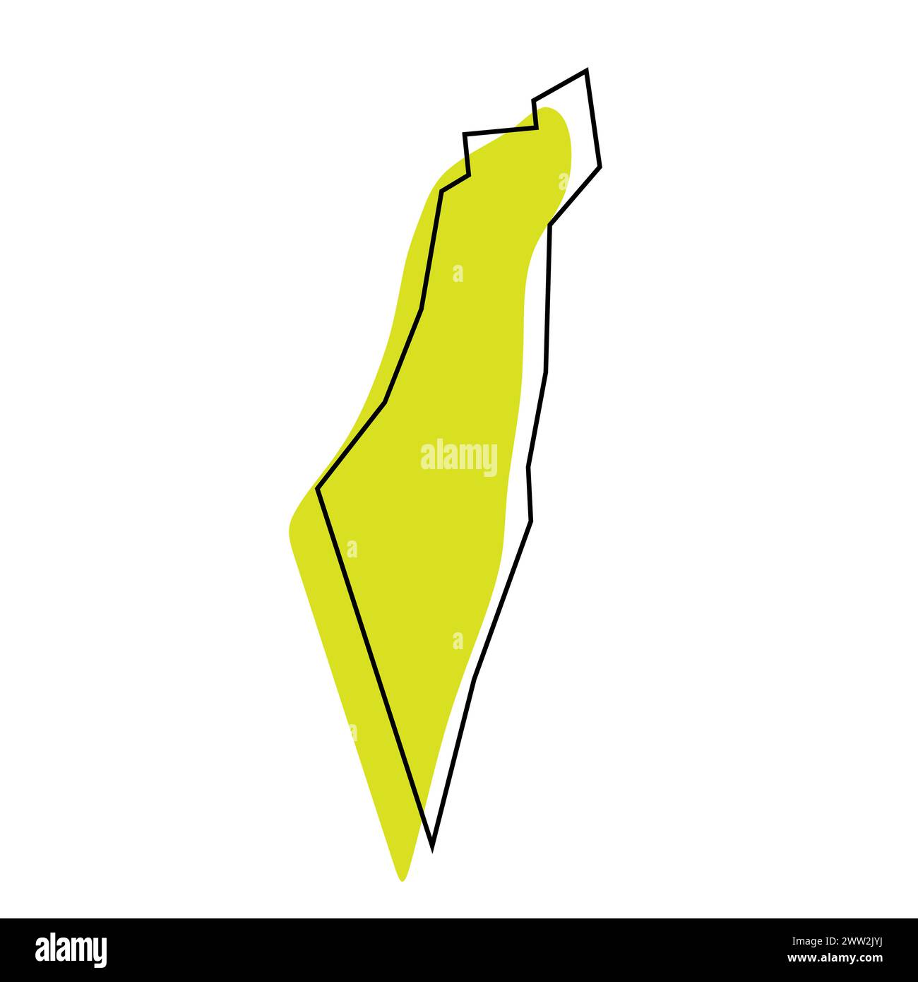 Israel country simplified map. Green silhouette with thin black contour ...