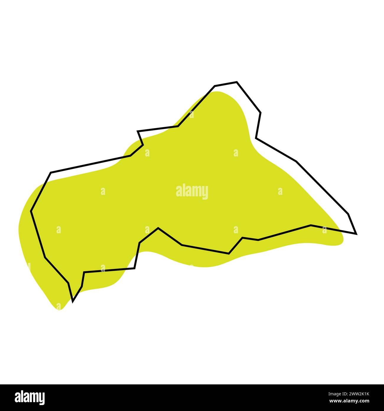 Central African Republic country simplified map. Green silhouette with ...