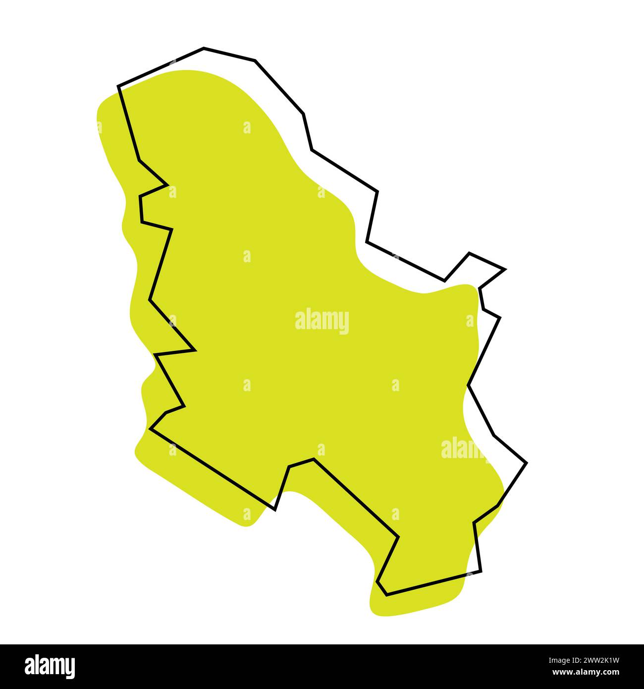 Serbia country simplified map. Green silhouette with thin black contour ...