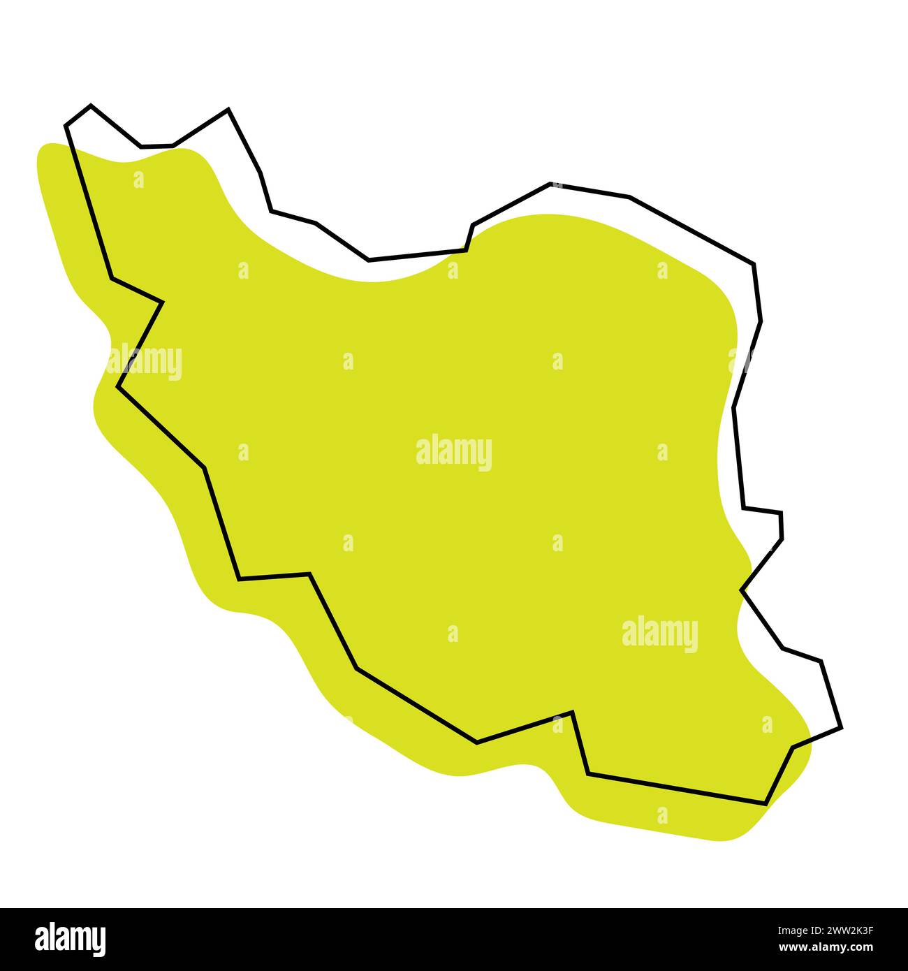 Iran country simplified map. Green silhouette with thin black contour ...