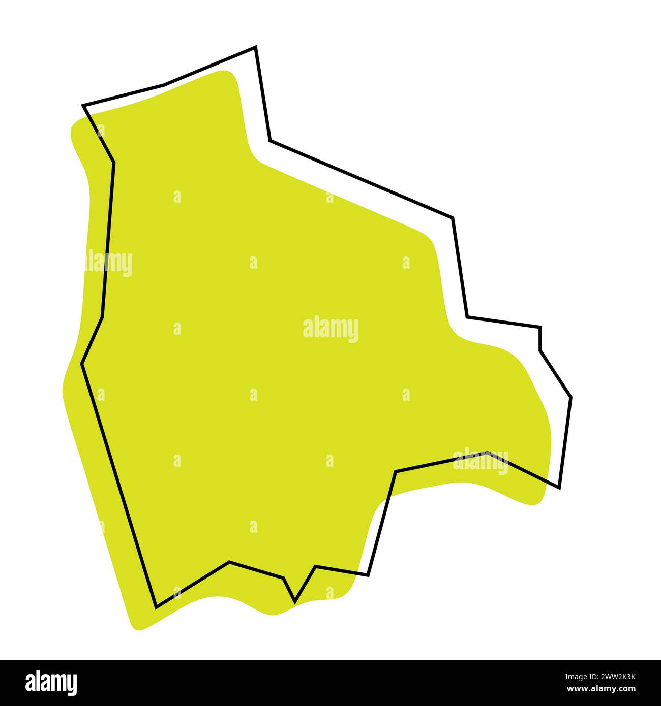 Bolivia country simplified map. Green silhouette with thin black ...