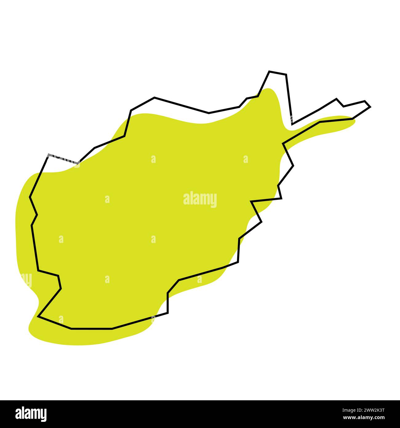 Afghanistan country simplified map. Green silhouette with thin black ...