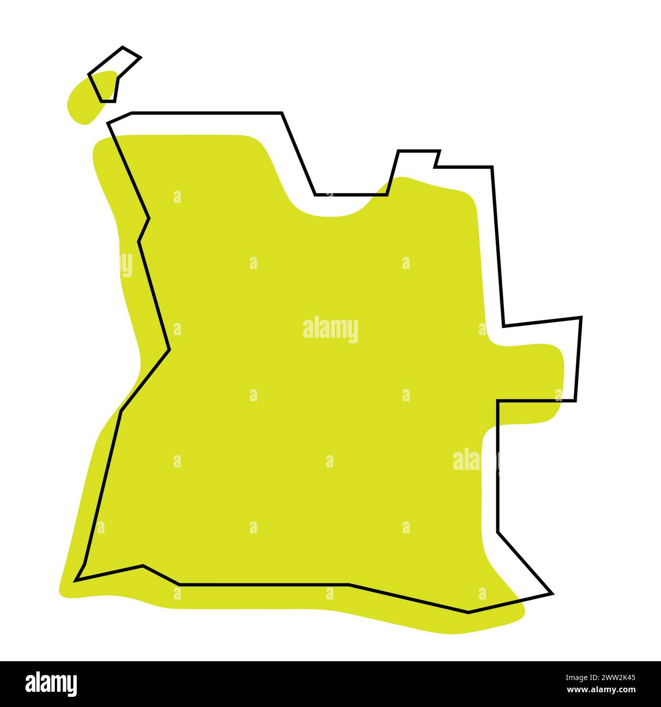 Angola country simplified map. Green silhouette with thin black contour ...