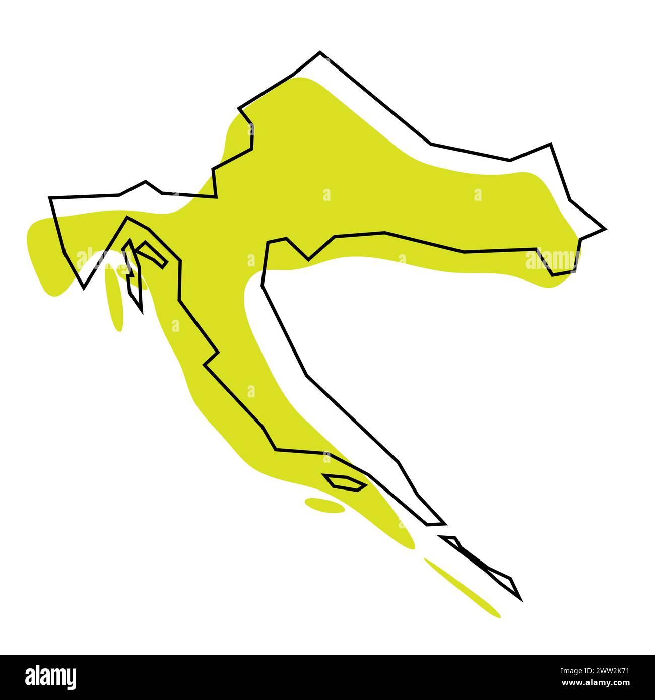 Croatia country simplified map. Green silhouette with thin black ...